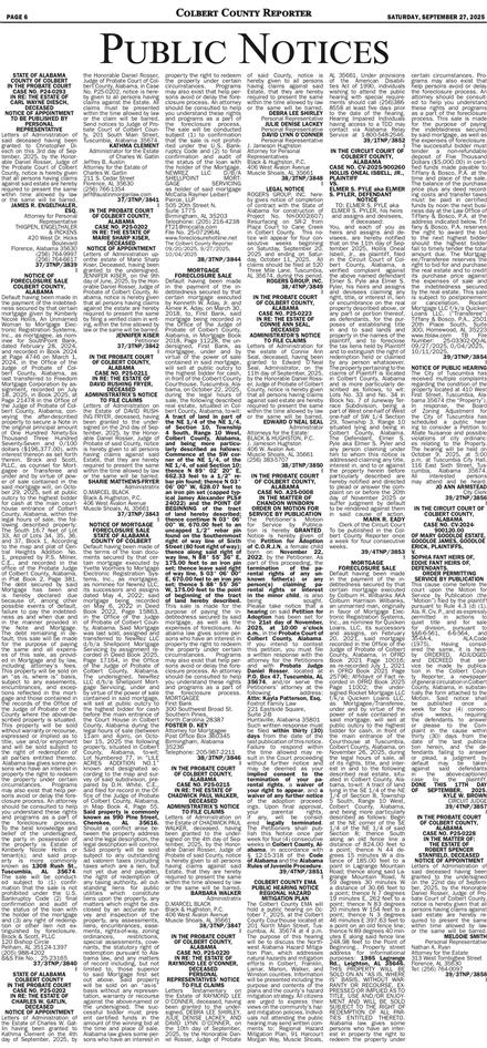 Public Notices – Colbert County Reporter